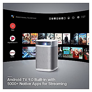 Mini Portable Projector Screenless TV 1080P Android TV 9.0 Full HD DLP 10400mAh Battery WiFi Bluetooth 300 Ansi