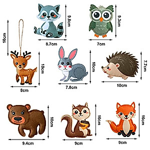8 Pieces My Forest Friends Christmas Ornament Set Animals Craft Kit, Felt Woodland Decor Cute Animals Christmas Tree Decor for Home Party Decorations