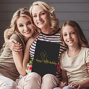 DARUNAXY Black Gold 60th Birthday Party Decorations, Happy 60th Birthday Alternative Signature Guest Book for Men Women 60 Years Old Table Sign Picture Frame Gift 60 Birthday Card Board Party Supplies