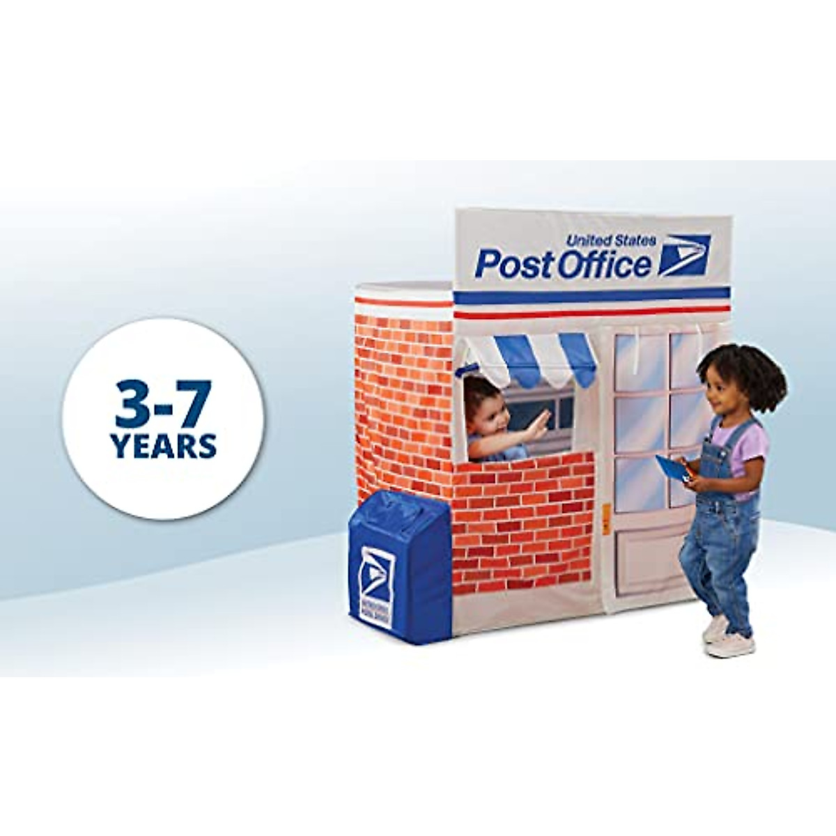 Kid Trax USPS Play Tent for Kids, Tent House for Kids, Large Front and Rear Openings, Mail Collection Box, Includes Carrying Case, Mail Truck or Carrier Accessory, Kids Play House, Post Office Toys