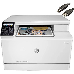 HP Color Laserjet Pro M182nw Wireless All-in-One Laser Printer, Remote Mobile Print, Auto-On/Auto-Off Function, 17 ppm, 150-Sheet, 600 x 600 dpi, Works with Alexa, Bundle with JAWFOAL Printer Cable