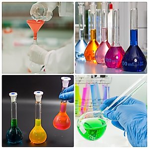 PATIKIL 100ml Volumetric Flask, 2Pcs 3.3 Borosilicate Glass Graduated Volumetric Measuring Flask with Plug Cap Tolerance 0.1ml for Lab Experiment, Clear