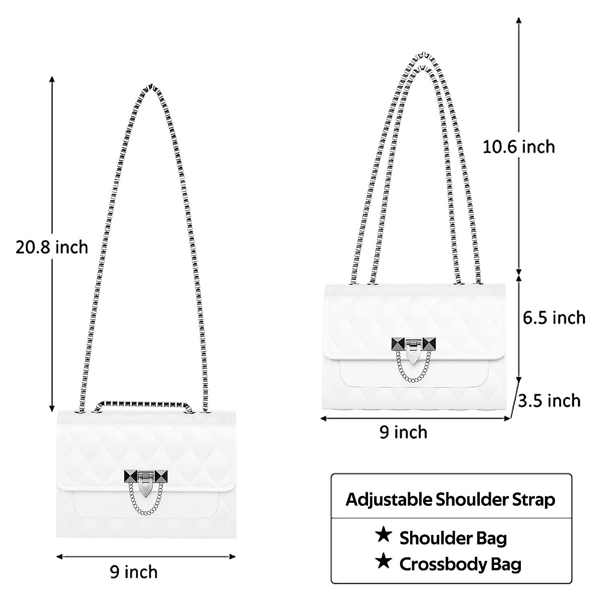 Intrbleu Large Purses and Handbags for Women, Quilted Shoulder Bags Faux Leather Crossbody Bags for Women with Adjustable Metal Shoulder Strap (White)