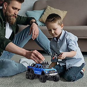 SASBSC F-150 Pickup Truck Toy Refitted 6x6 Off-Road Model Truck 1/24 Scale Die-Cast Metal Toy Car (Blue)