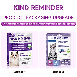 Woyamay 4 Pack Calming Collar for Cats, Luminous Cat Calming Collar for Cat Anxiety Relief, Long-Lasting 60 Days Efficient Cat Pheromones Collar, Water-Resistant & Breakaway Calming Cat Collars, Brown