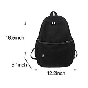 MININAI Preppy Corduroy Backpack Aesthetic Backpack 15.6 inch Laptop College Backpack Cute Book Bag Travel Rucksack Daypack (One Size,White)
