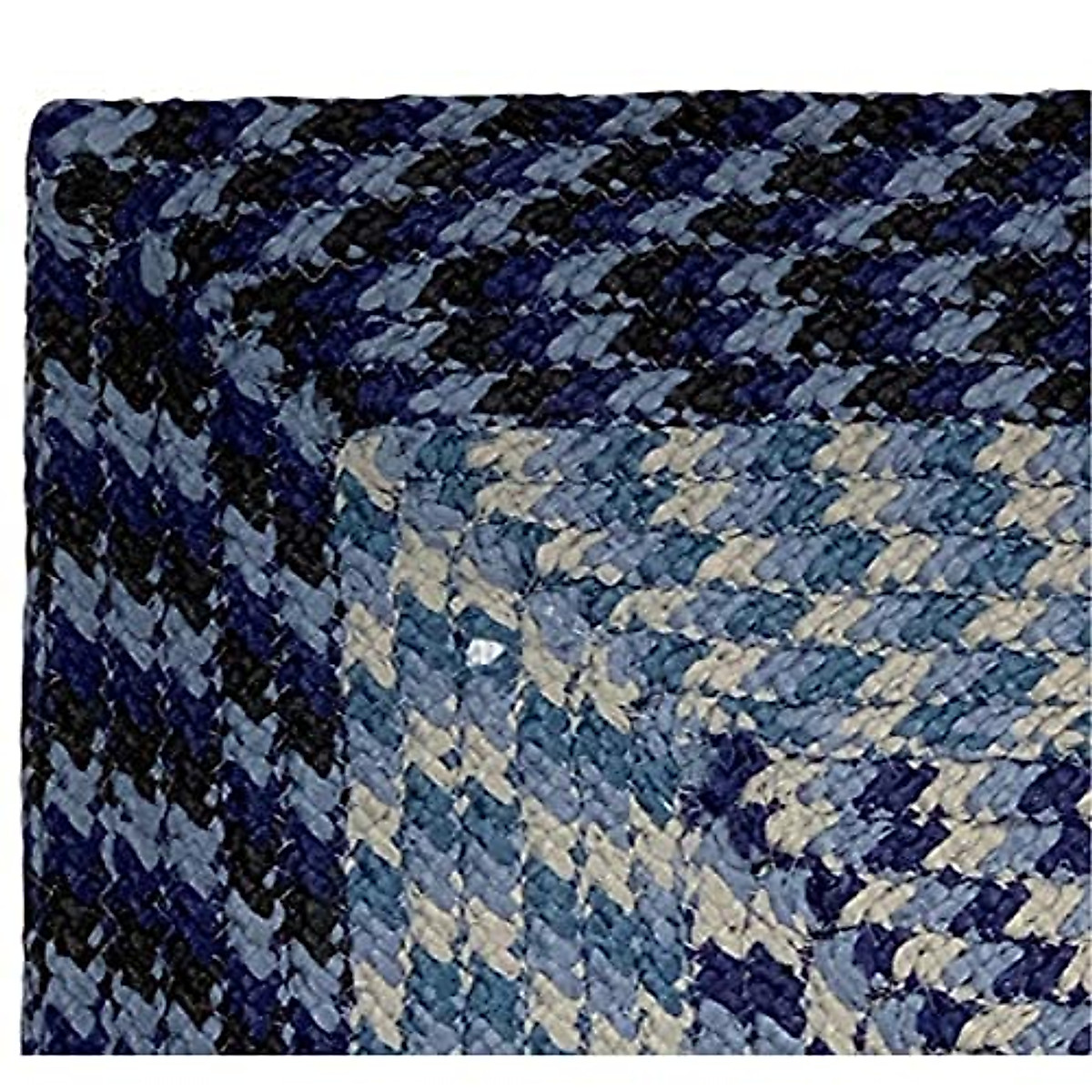 Better Trends Alpine Braid Collection is Durable & Stain Resistant Reversible Indoor Area Utility Rug 100% Polypropylene in Vibrant Colors, 24" x 68" x 68" L-Shape, Navy Stripe