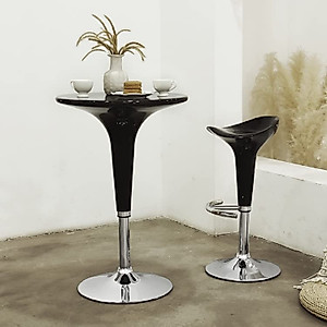 AMNOOL 24 Inch Round Bar Table High Cocktail Table Adjustable Height Margarita Cocktail Glass Shape with Round Metal Base for Living Room, Bar, Cafe (Black)