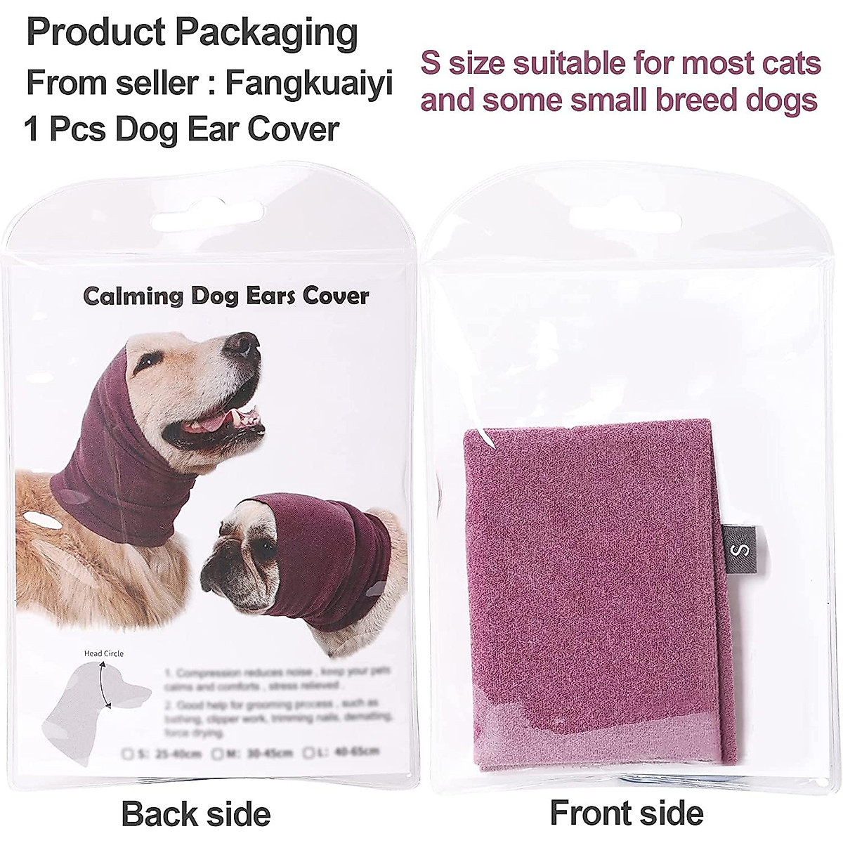 GERUSEA Dog Ears Cover for Bathing Drying and Grooming, Pet Hood for Anxiety Relief and Calming, Dog Ear Protector, Snood and Head Wear(Trumpet)