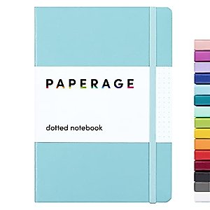 PAPERAGE Dotted Journal Notebook, (Blue), 160 Pages, Medium 5.7 inches x 8 inches - 100 GSM Thick Paper, Hardcover