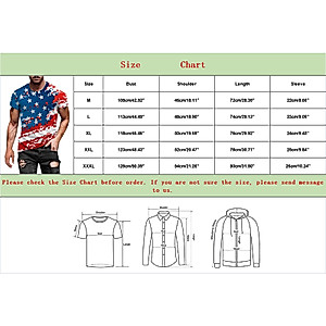 Mens USA Flag American Patriotic T-Shirt Short Sleeve 4Th of July Tshirts Street Soldier Patriotic Flag Printed Tees(White,Large)