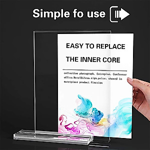 ikgopiz Acrylic Sign Holder 8.5 x 11-Acrylic T-Shaped Desktop Display Stand, Sign Holder,Menu ad Frame. Suitable for Restaurants, Promotions, Photo Frames, Events, Meetings (6 Pieces)