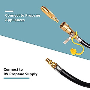 SHINESTAR 12FT Propane Quick-Connect Hose, LP Quick Disconnect Propane Hose with Adapter for Blackstone 17/22-Inch Griddle for RV to Grills, Extension Hose with Safety Shutoff Valve and Full Flow Plug