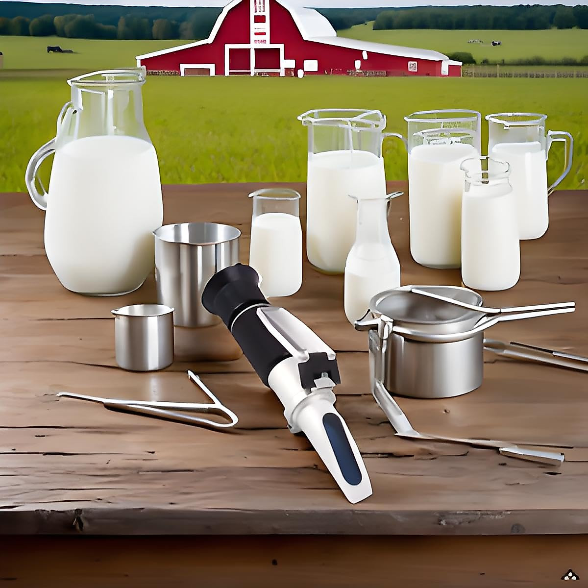 Accurate Milk Content Detector - Portable Handheld Refractometer with Automatic Temperature Compensation, Sturdy Aluminum Build, Ideal for Farmers and Dairy Enthusiasts