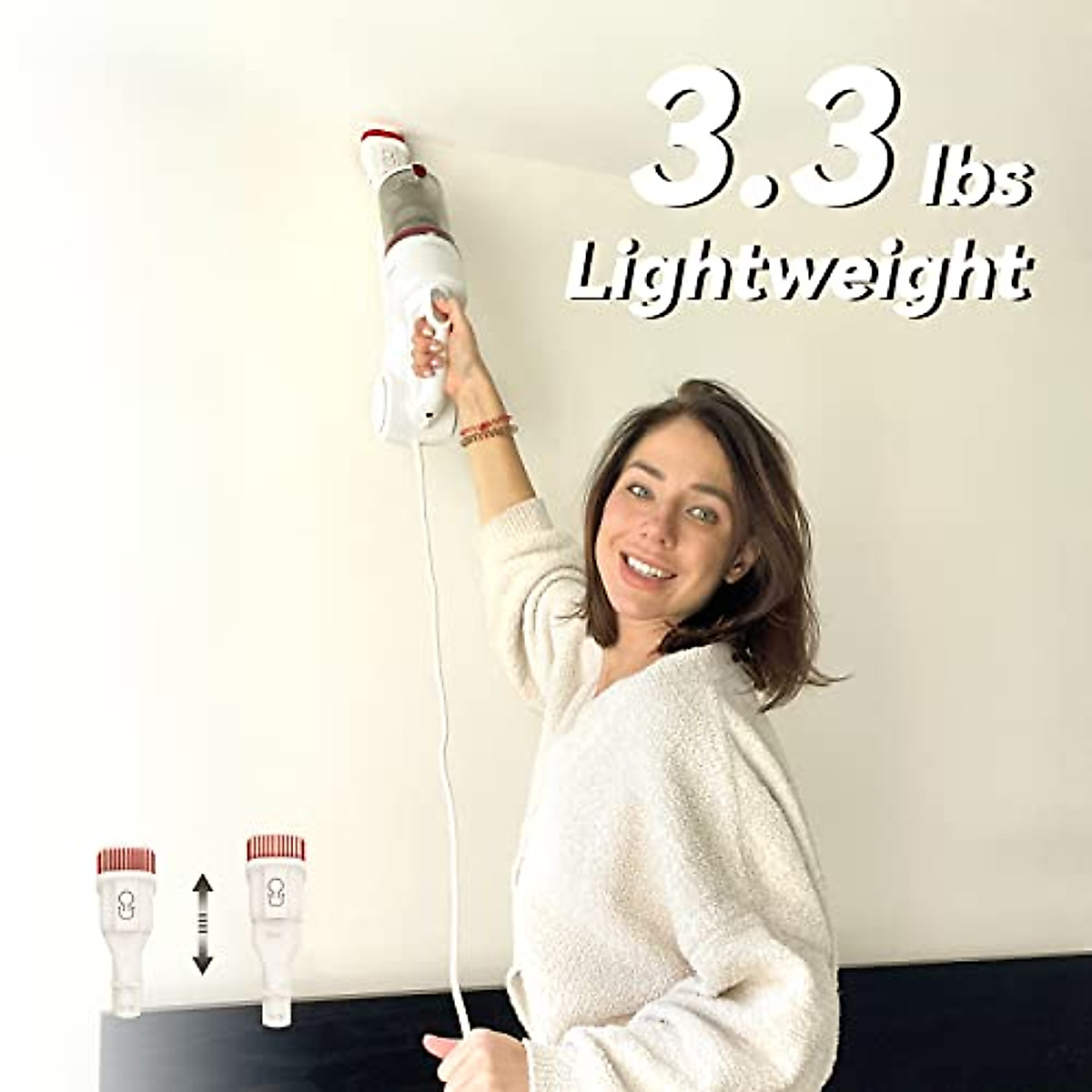 Dibea Corded Stick Vacuum Cleaner Lightweight Handheld Vac Machine 20KPA Strong Suction for Pet Hair/Dust/Dirt on Hardwood Floor, Carpet, Car, etc