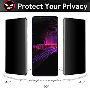 AISELAN for Sony Xperia 1 III Anti-Spy Tempered Glass, [2 Pcs] 9H Hardness Anti-Scratch Anti-Peeping Privacy Screen Protector Proteceive Film for Sony Xperia 1 III Phone