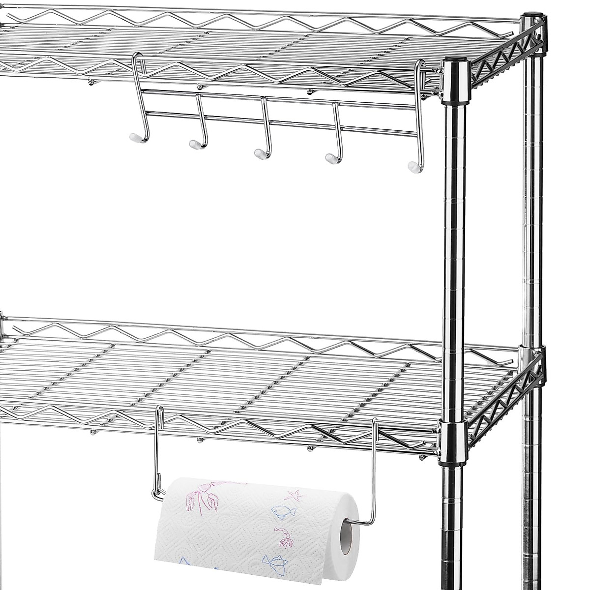 CroBlissful 2 Pack Paper Towel Hanger with Hook for Wire Shelving Paper Towel Holder and Hook Set for Camp Chef Stove Side Shelves Utensils Hanging Kit Grills Kitchen