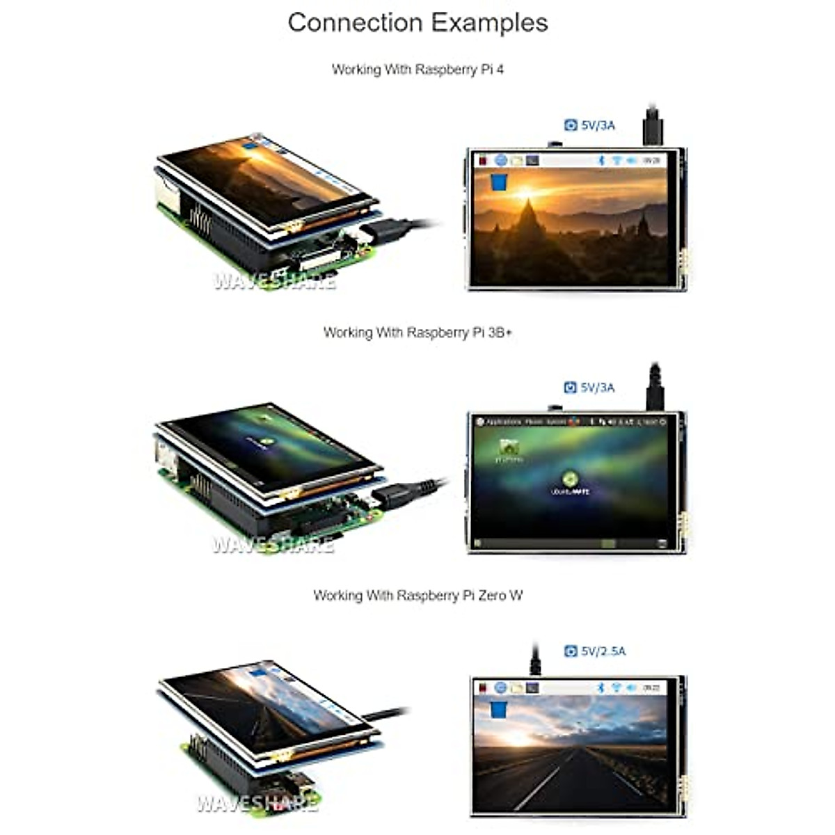Waveshare 3.5inch Resistive Touch Display, Compatible with Raspberry Pi 5/4B/3B/Zero/Zero W/Zero 2W/Pico/Pico W/Pico WH, 480×320, IPS Screen, SPI