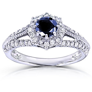 Kobelli Vintage Style Sapphire & Diamond Engagement Ring 1 Carat (ctw) in 14k White Gold, Size 9.5