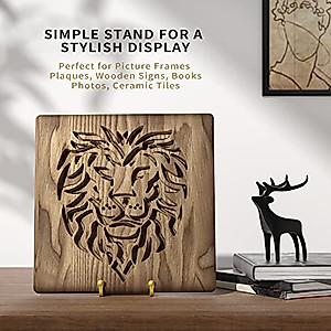 IPAME Plate Stands for Display - 6 Inch Metal Square Wire Plate Holder Display Stand + Picture Frame Stand Holder Easel for Book, Decorative Plate, Plaque, Photo, Platter (Gold 2 Pack)