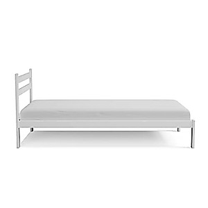 Amazonas Twin XL Size Bed Frame Solid Pine Wood and Hardwood Slats Support White Finish Wooden White Kids Bed Single Suitable for Boys Girls Teen Bedroom Wooden Bed Frame