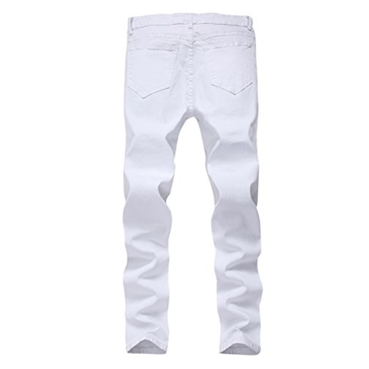 Men's White Skinny Slim Fit Stretch Straight Leg Fashion Jeans Pants, 33W