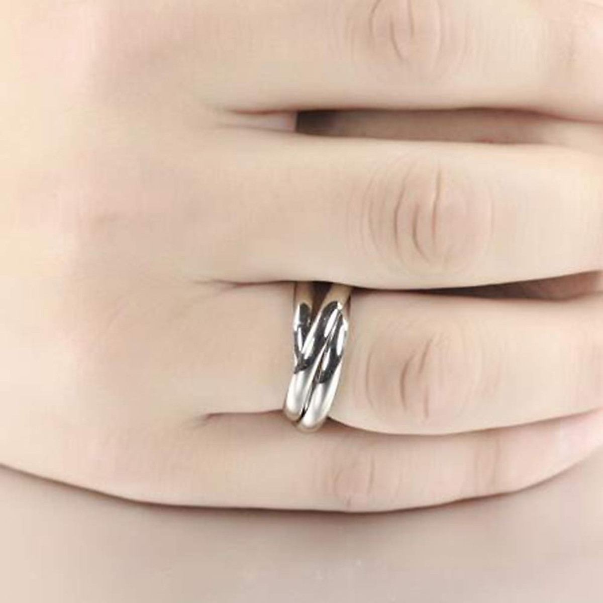 Jude Jewelers Stainless Steel Three-in-One Braided Interlocking Infinity Wedding Band Promise Anniversary Ring (Silver, 5)