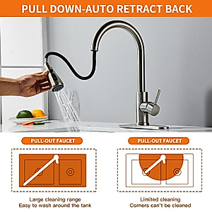 LOUEVIDO Kitchen Faucet with Pull Down Sprayer Brushed Nickel, High Arc Single Handle Sink Deck Plate, Commercial Modern rv Stainless Steel Faucets, Grifos De Cocina