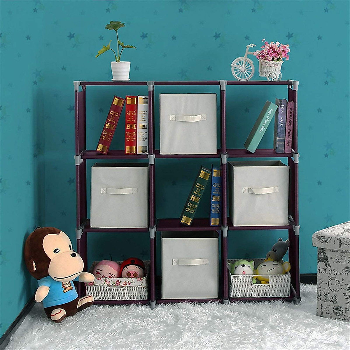 9 Cube Shelf Organizer, Open Cube Rack, DIY Storage Organizer for Closet, Compartments Storage Shelf, Dark Brown
