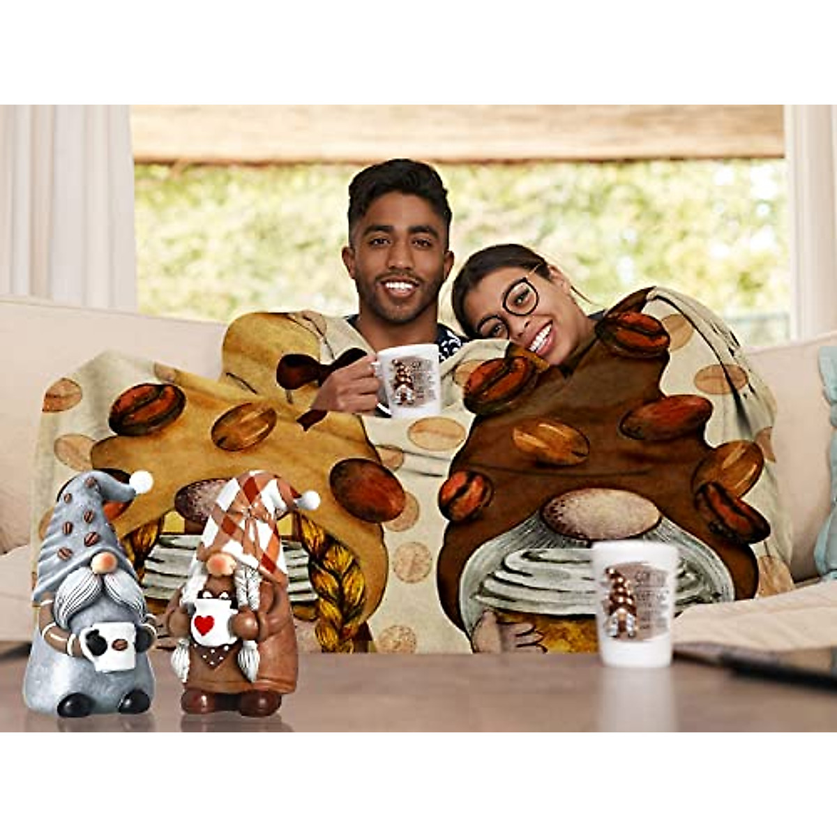 Ivarunner Gnome Blanket - Soft Fall Throw Blanket for Couch, Fuzzy Blankets, Gnome Gifts for Women, Coffee Gnome Blankets and Throws for Adults, Women, Girls, 50''x60''