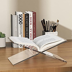 Acrylic Book Stand, Clear Book Holder for Display, Sturdy Open Book Stand for Desk, Kitchen Counter Reading Stand Book Holder for Textbook, Cookbook, Magazine, Recipe