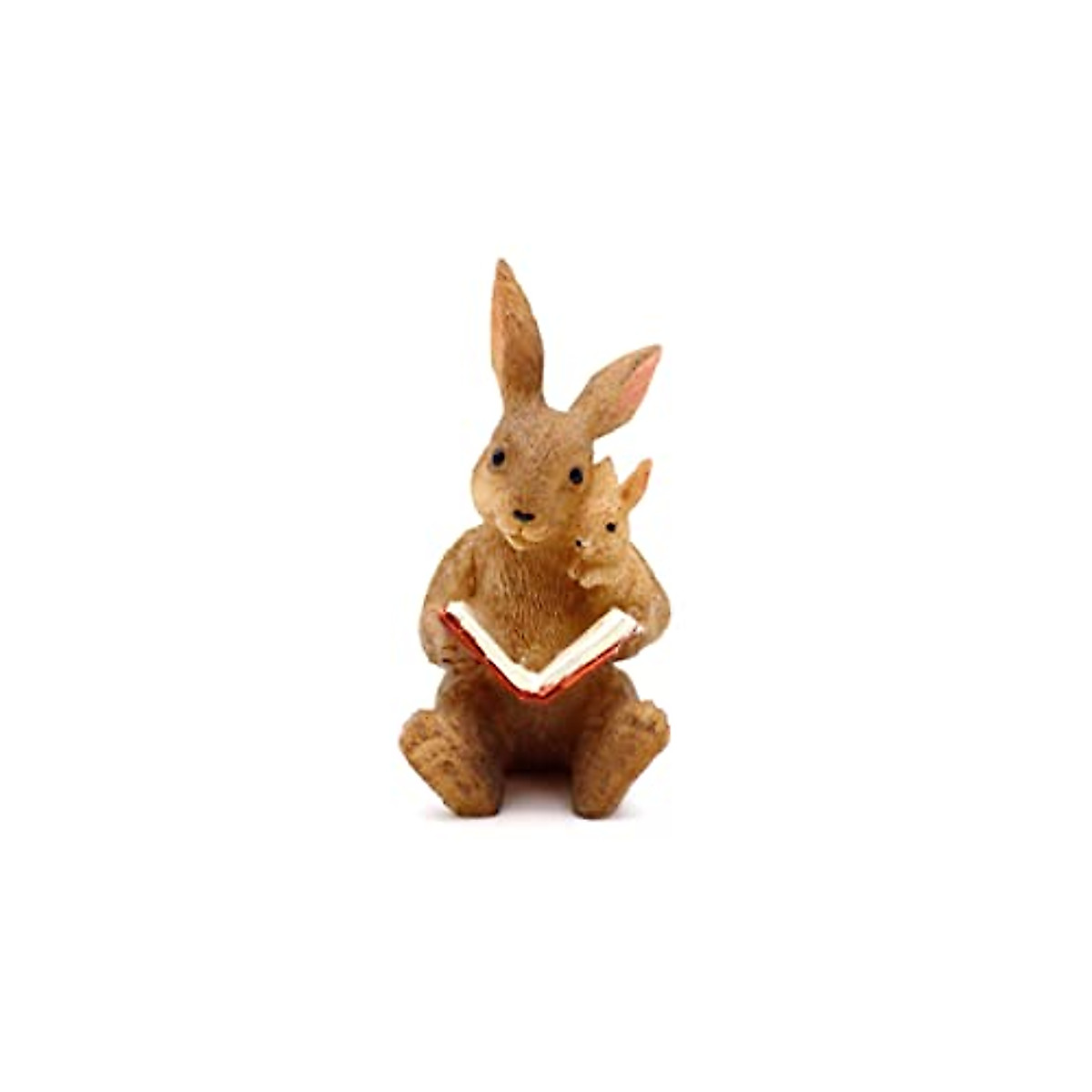 NW Wholesaler Miniature Rabbit Mama Reading Book to her Baby Bunny - Figurine for Fairy Gardens and Garden Decor