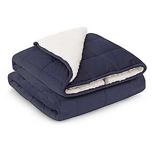 Luna [Premium Sherpa Weighted Blankets] Heavy Fuzzy Sherpa Fleece Throw Blanket - Plush Quilt for Kids & Adults [Featured on The Today Show] [10lbs - 50" x 60"] [Navy]