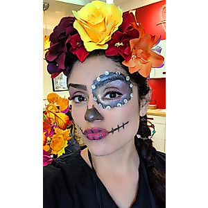 DreamLily Day of the Dead Headband Costume Rose Flower Crown Mexican Headpiece BC40 (Mix-color)