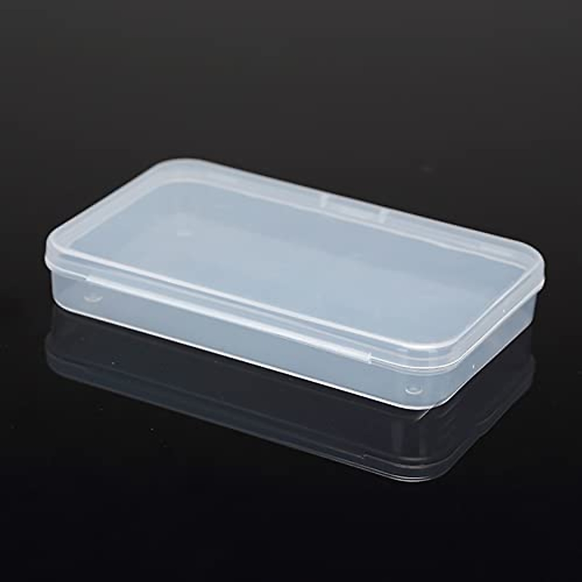 UUYYEO 4 Pcs Mini Clear Storage Containers Rectangle Plastic Box Empty Hinged Boxes Small Bead Storage Case for Jewelry