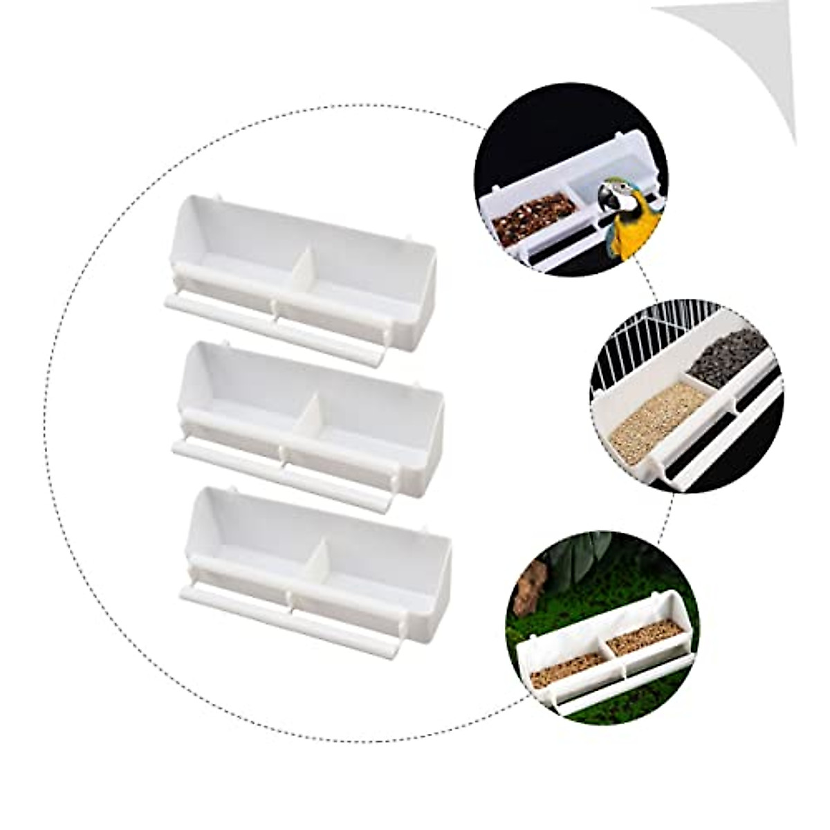 Balacoo 3pcs Cage Fruit Design Holder Girds Parakeet Food Dispenser Trough Double Birdcage Hanging Bird Feeder for Small African Buckle Gray Macaw Cup Parrot White Bowl Canary Water