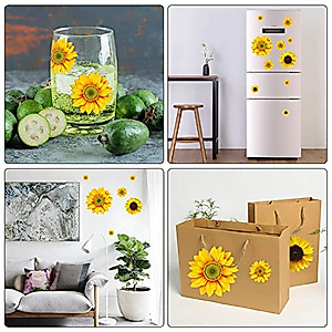 54 Pcs Sunflowers Wall Stickers - Large Sunflower Wall Decals Removable Yellow Flowers for Car Decals Kids Baby Bathroom Living Room