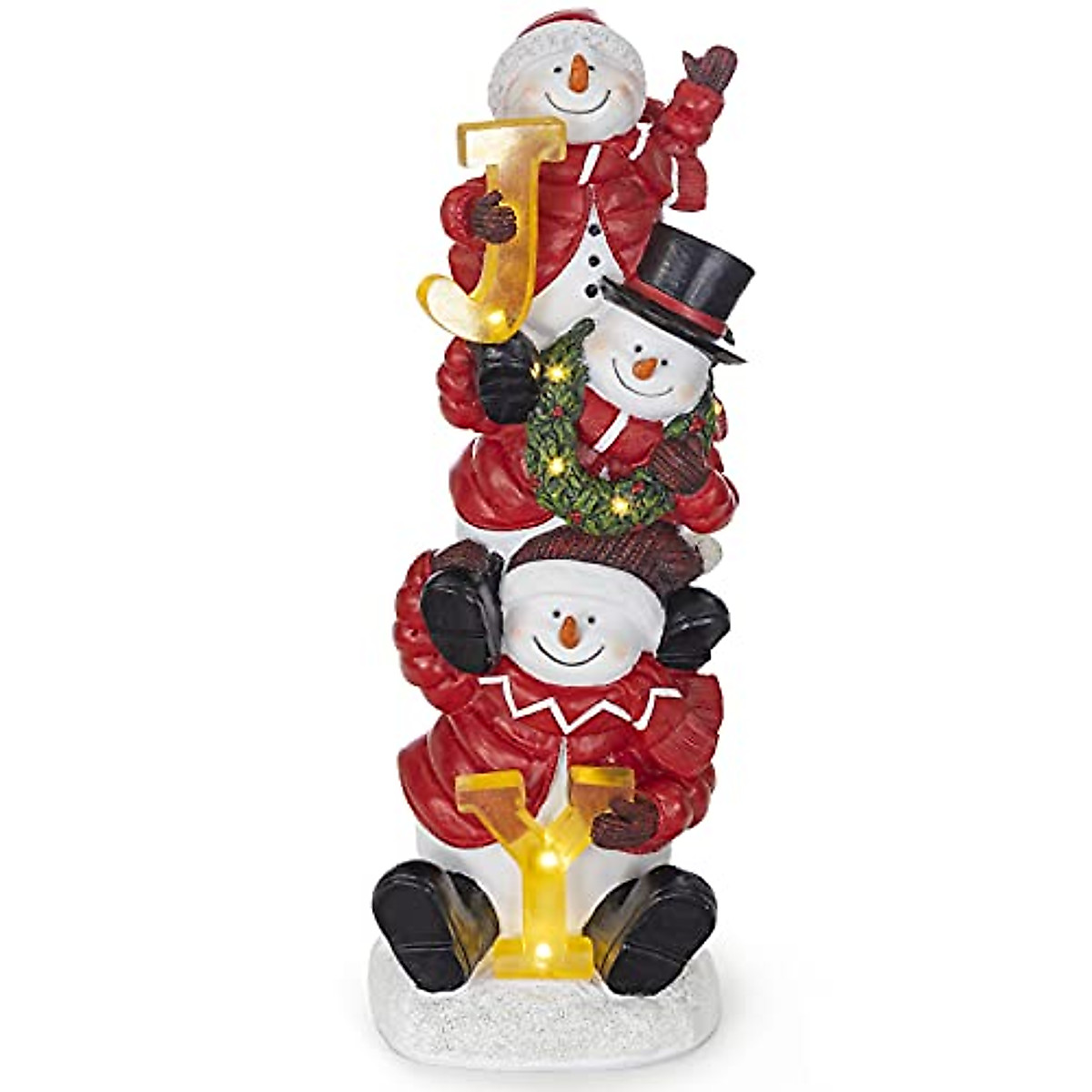 VP Home Christmas Trio Snowman Decor, Christmas Figurines Resin Snowman Lighted Decorations, LED Holiday Light Up Snowman Indoor, Festive Fiber Optic Decorations, Snowman Christmas Decorations