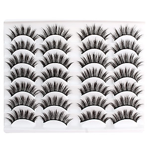 14 Pairs False lashes 3D Faux Mink Eyelashes Fluffy Lashes Natural Look Fake Eyelashes Handmade Reusable Strip Lashes Costume Eyelashes