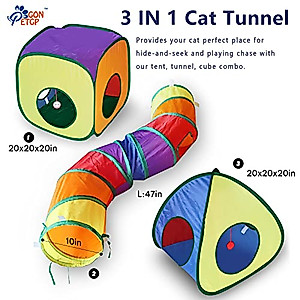 GONPETGP Cat Tunnel Toy and Cubes Combo, Cat Tunnels for Indoor Cats with Play Ball, Interactive Crinkle Collapsible Tent and Cubes, Cat Tube for Puppy Pet Rabbit - All in One Set of 3