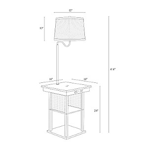 Brightech Madison w. Table & Lamp Combo, Desk Lamp with Wireless Charging Pad and USB Port, Bedside Reading Lamp, Nightstand Lamp with LED Bulb for Bedroom, Living Room, Office - Classic Black
