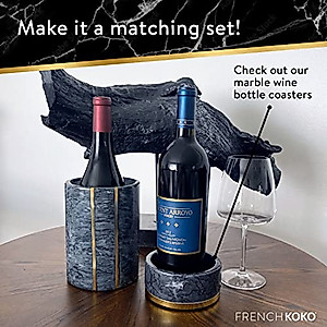 French KOKO Marble Wine Chillers, Wine Utensil, Table Top Wine Chiller Table Top Bucket Table Holder Wine Cart Accessories Vino Cooler Bottle Holder Green and Gold