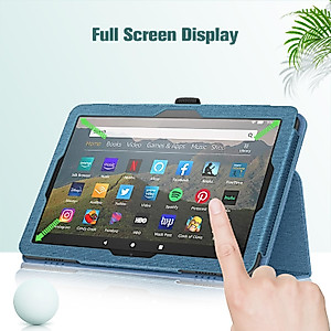 Fintie Folio Case for Amazon Fire HD 8 & Fire HD 8 Plus Tablet (Fits Both 12th/10th Generation, 2022/2020 Release)- Slim Fit Premium Vegan Leather Standing Cover with Auto Sleep/Wake, Twilight Blue