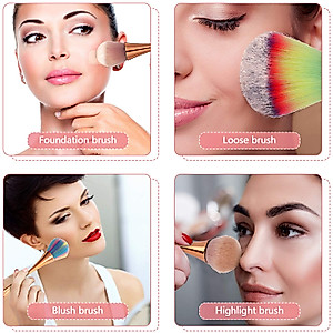 3 Pieces Large Powder Mineral Brushes Nail Design Dust Brush Soft Fluffy Makeup Brushes Makeup Foundation Brushes Kabuki Makeup Brushes Colorful Blush Loose Powder Brushes for Daily Makeup, 3 Colors