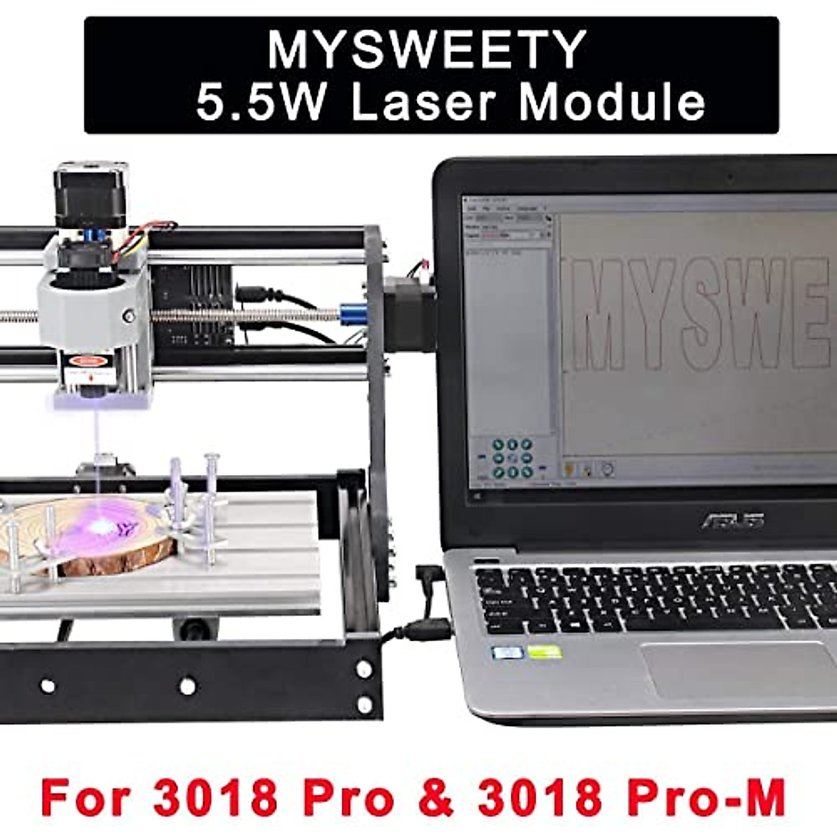 MYSWEETY 445nm 5.5W / 5500w Module Kit, Engraving Module Kit for CNC Router Machine DIY Engraver 1610-Pro/1810-Pro/3018/3018-Pro/3018 Pro-M/3018 Max