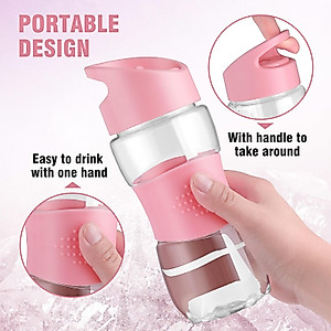 Kids Water Bottle with Straw 12 OZ BPA-Free Tritan Bulk Bottle Pink Little Girls Clear Drinking Bottle for School