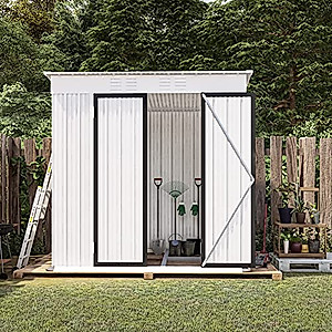 WIILAYOK 6' X 4' Storage Shed, Outdoot Shed with Floor Frame, Steel Garden Shed with Lockable Double Door,Tool Shed for Yard Perfect to Store Garden Tools Bike Accessories