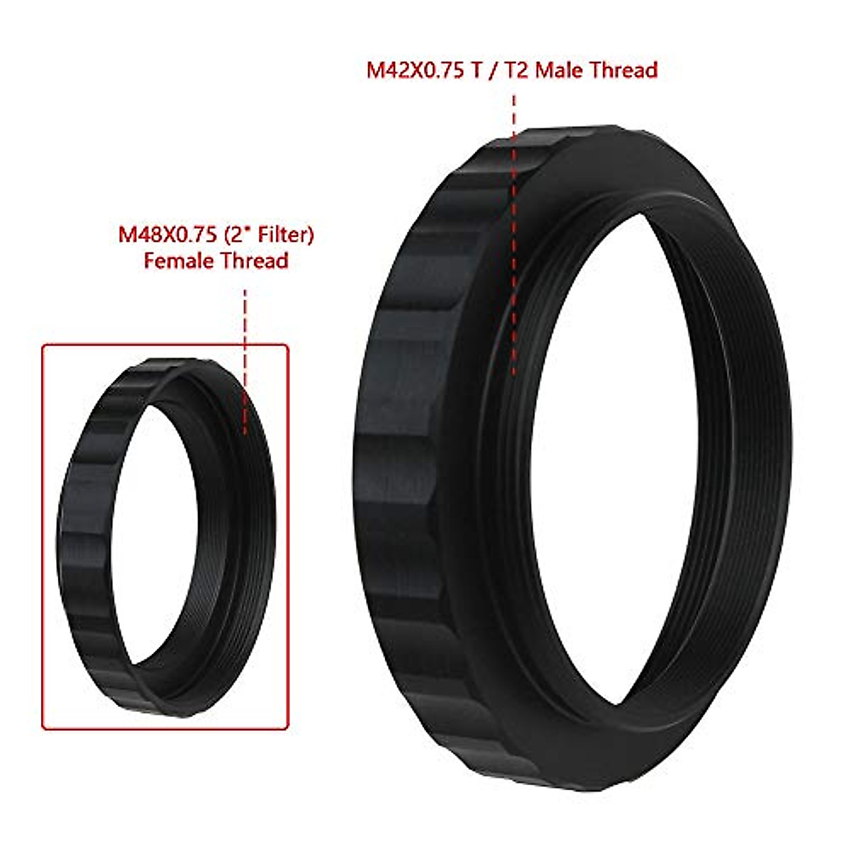 Astromania M48X0.75 (2" Filter) Female to M42X0.75 T / T2 Male Thread Telescope Adapter