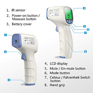 Jumper Medical Forehead Thermometer, Non Contact Thermometer for Forehead and Object Surface Measurement with Instant Reading and Fever Warning for Kids and Adults (Sky Blue)