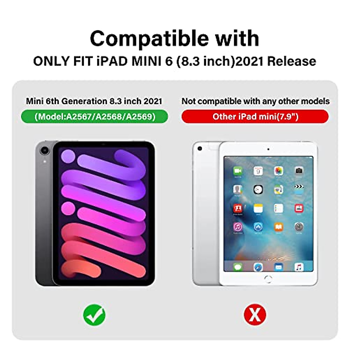 Adocham iPad Mini 6 Case for Kids Girls Boys 8.3 Inch 2021,Durable Shockproof Child Protective Cover iPad Mini 6th Generation Case with Handle Stand(Rainbow)